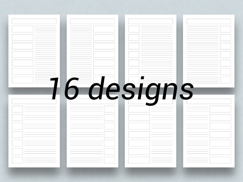 7 Box Line Note Digital / Printable / Various Design Notes / Diary ...
