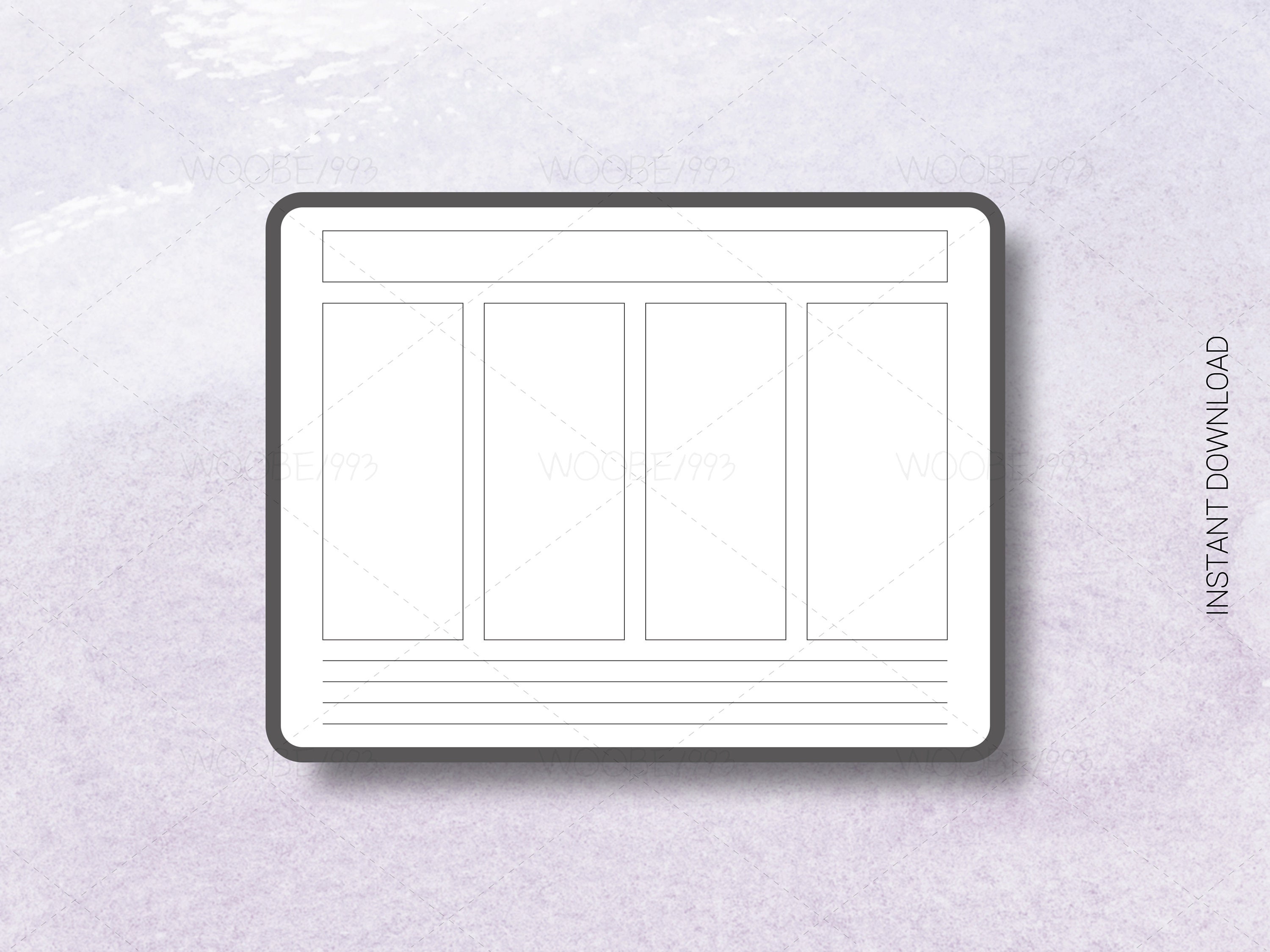 4 Box Line Note Digital / Printable / Various Design Notes / Diary ...
