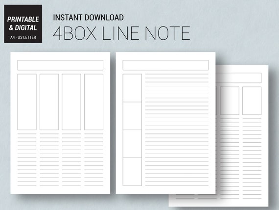 4 Box Line Note Digital / Printable / Various Design Notes / - Etsy