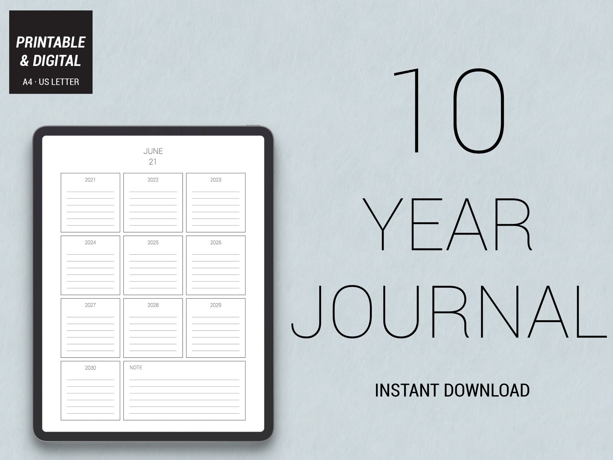 10 YEAR JOURNAL 2021-2030 Digital / Printable / Undated - Etsy