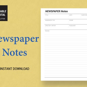 Newspaper Notes / Self Learning /note Pdf/printable A4,US Letter ...
