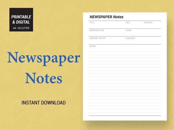 Newspaper Notes / Self Learning /note Pdf/printable A4US - Etsy