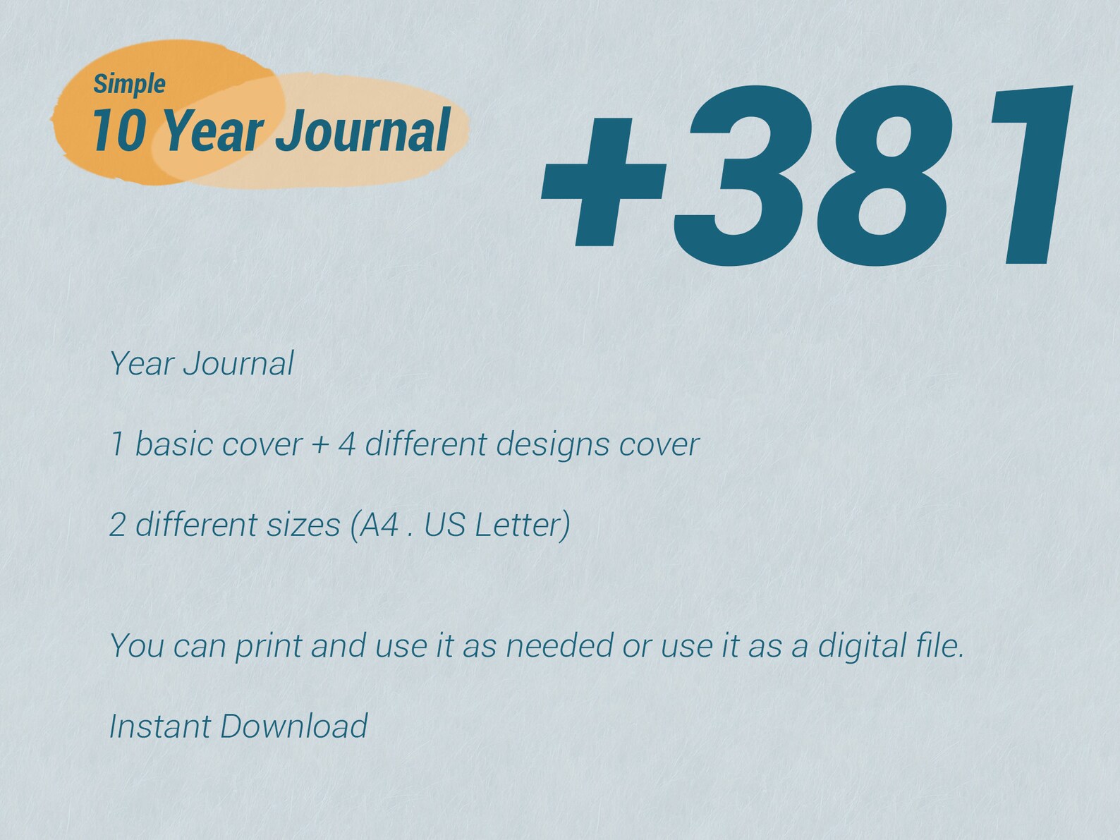 10 YEAR JOURNAL 2021-2030 Digital / Printable / Undated Journal ...