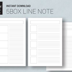 5 Box Line Note Digital / Printable / Various Design Notes / Diary ...