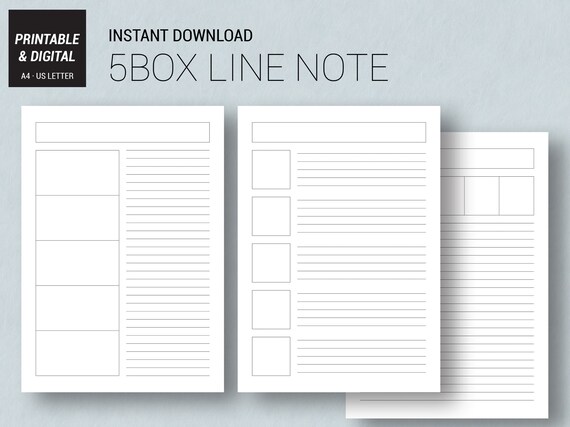 5 Box Line Note Digital / Printable / Various Design Notes / | Etsy