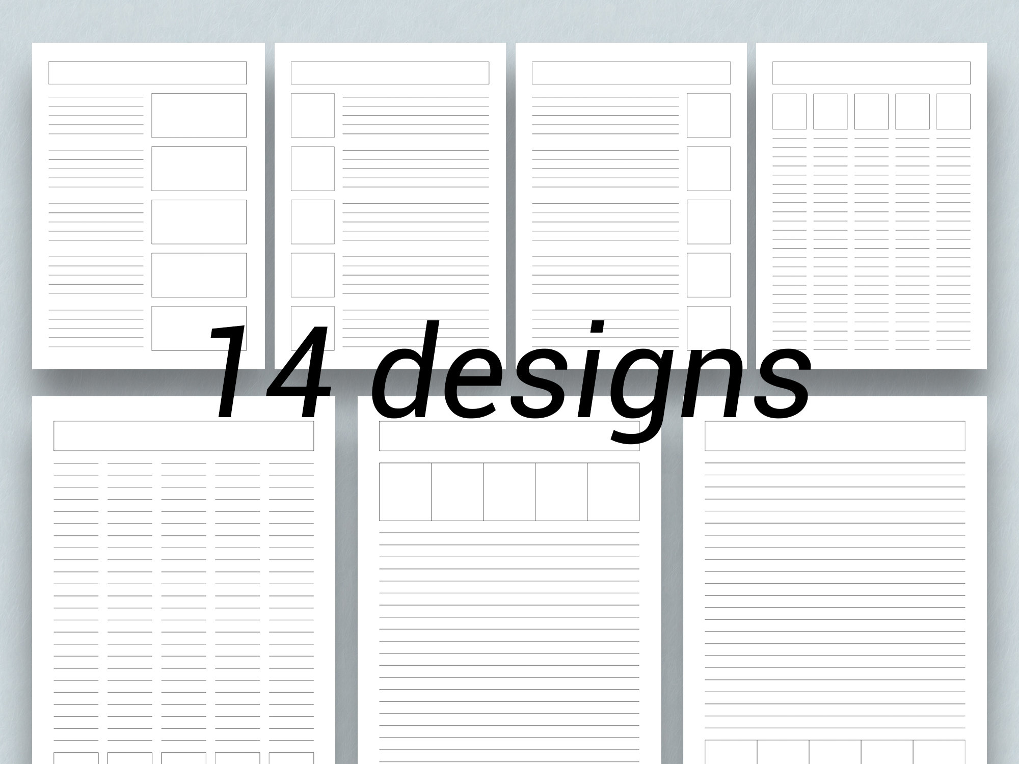 5 Box Line Note Digital / Printable / Various Design Notes / Diary ...