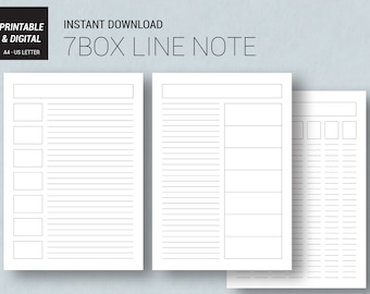 8 Box Line Note Digital / Printable / Various Design Notes / | Etsy