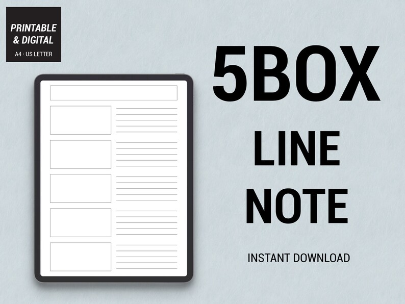 5 Box Line Note Digital / Printable / Various Design Notes / Diary ...
