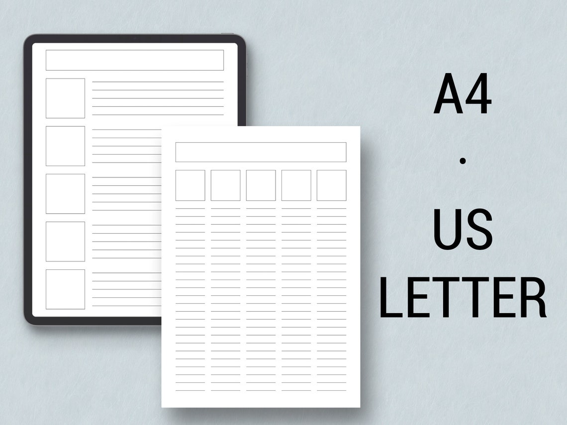 5 Box Line Note Digital / Printable / Various Design Notes / Diary ...