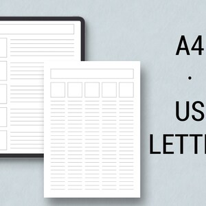 5 Box Line Note Digital / Printable / Various Design Notes / Diary ...