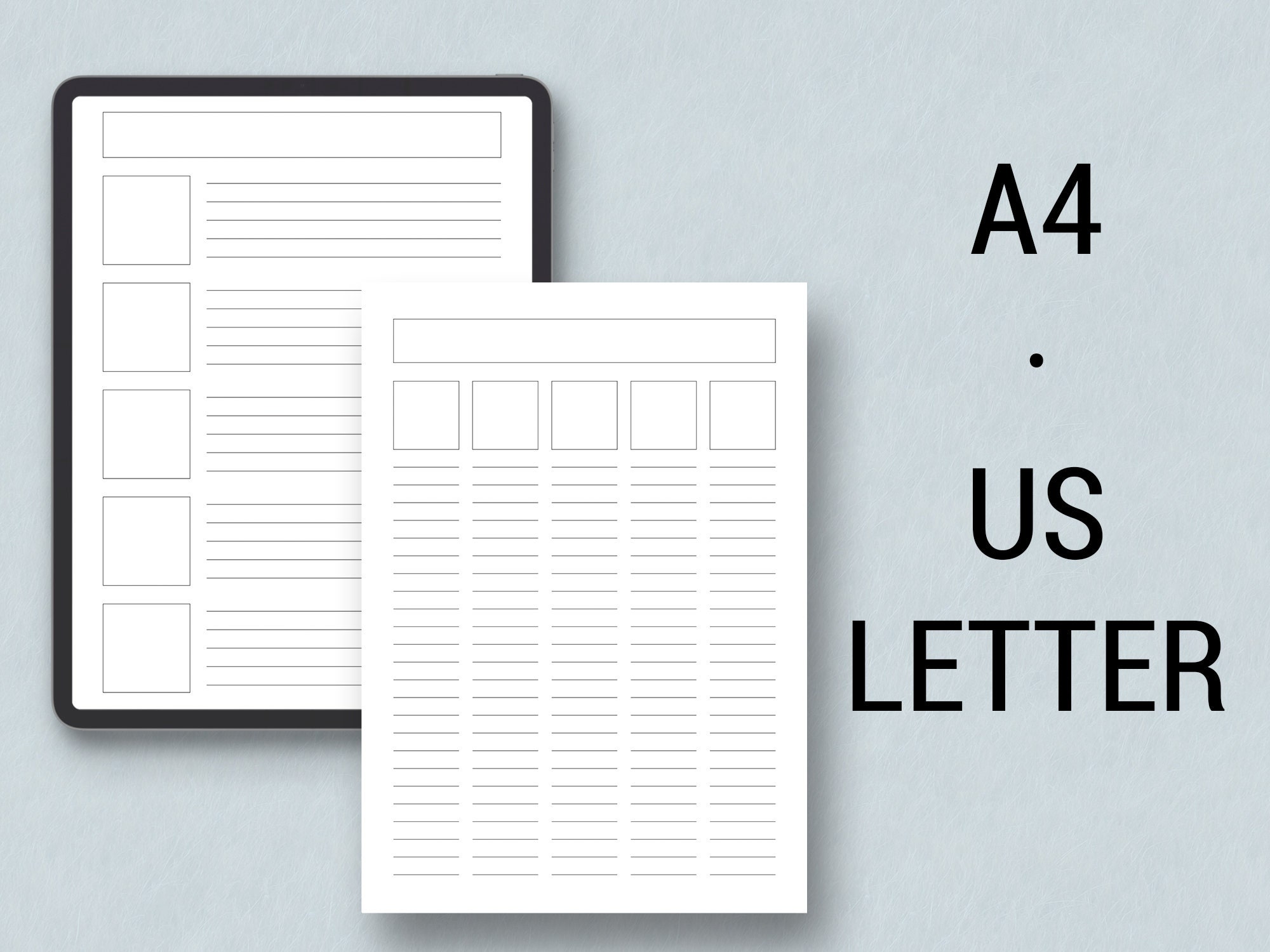 5 Box Line Note Digital / Printable / Various Design Notes / Diary ...