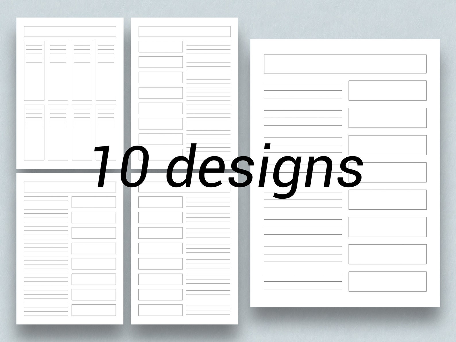 8 Box Line Note Digital / Printable / Various Design Notes / Diary ...