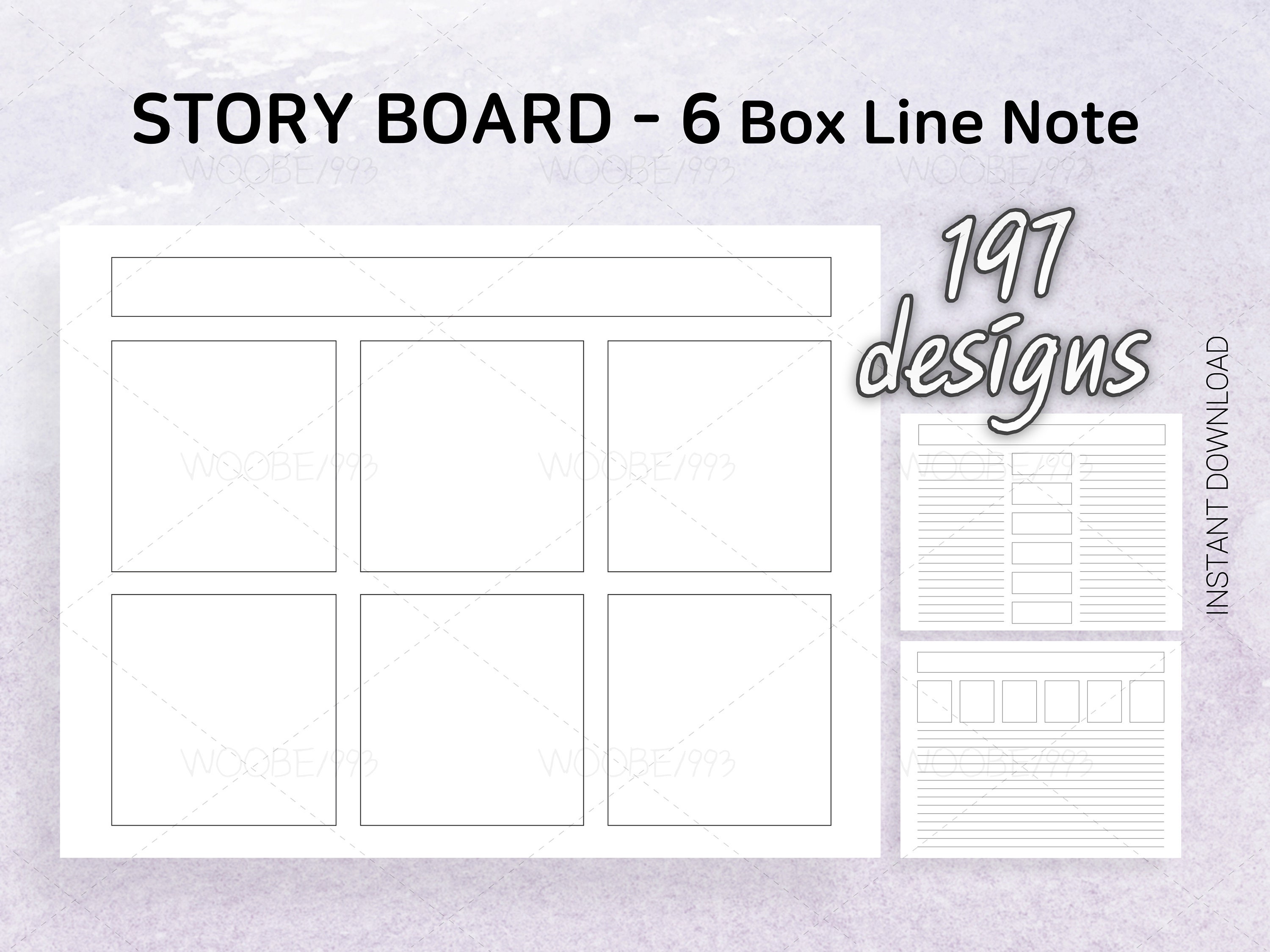 6 Box Line Note Digital / Printable / Various Design Notes / Diary ...