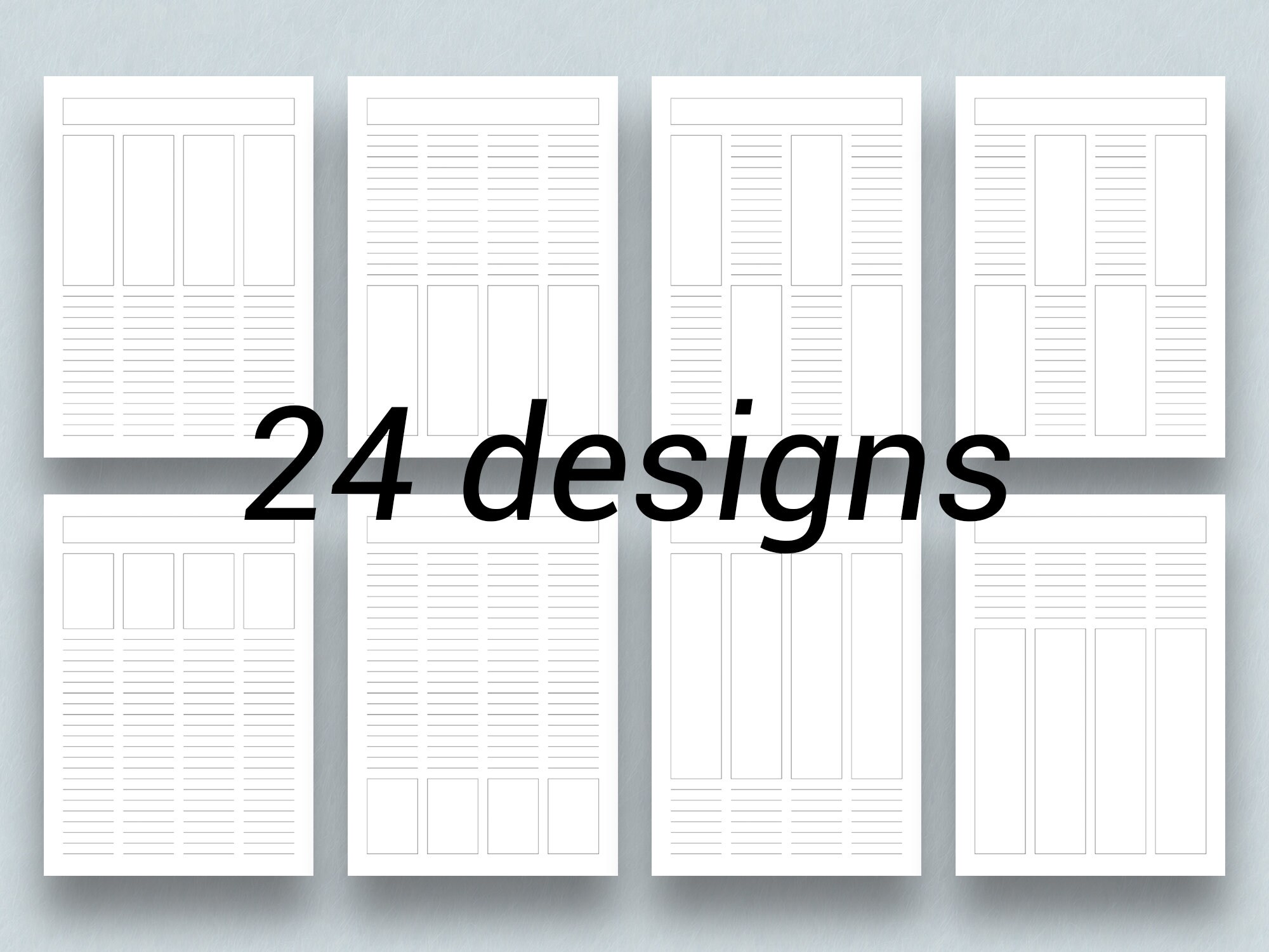 4 Box Line Note Digital / Printable / Various Design Notes / Diary ...
