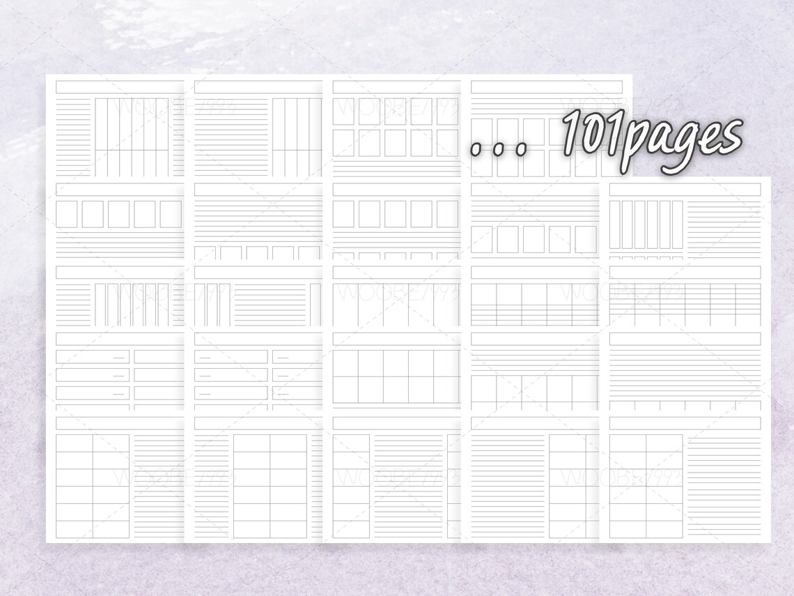 12 Box Line Note Digital / Printable / Various Design Notes / Diary ...