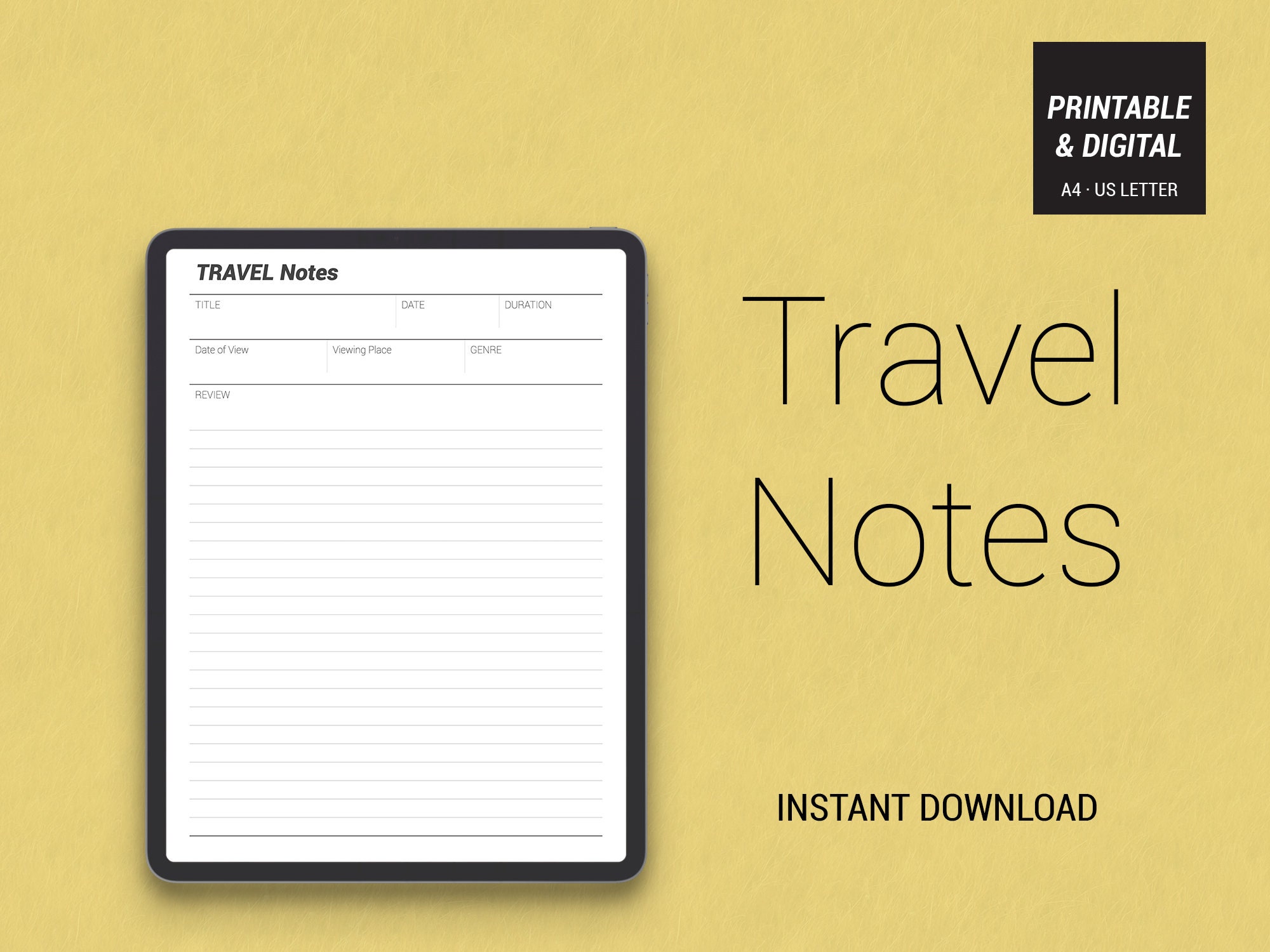 Travel notes / PDF/ printable A4US Letter / digital download - Etsy.de