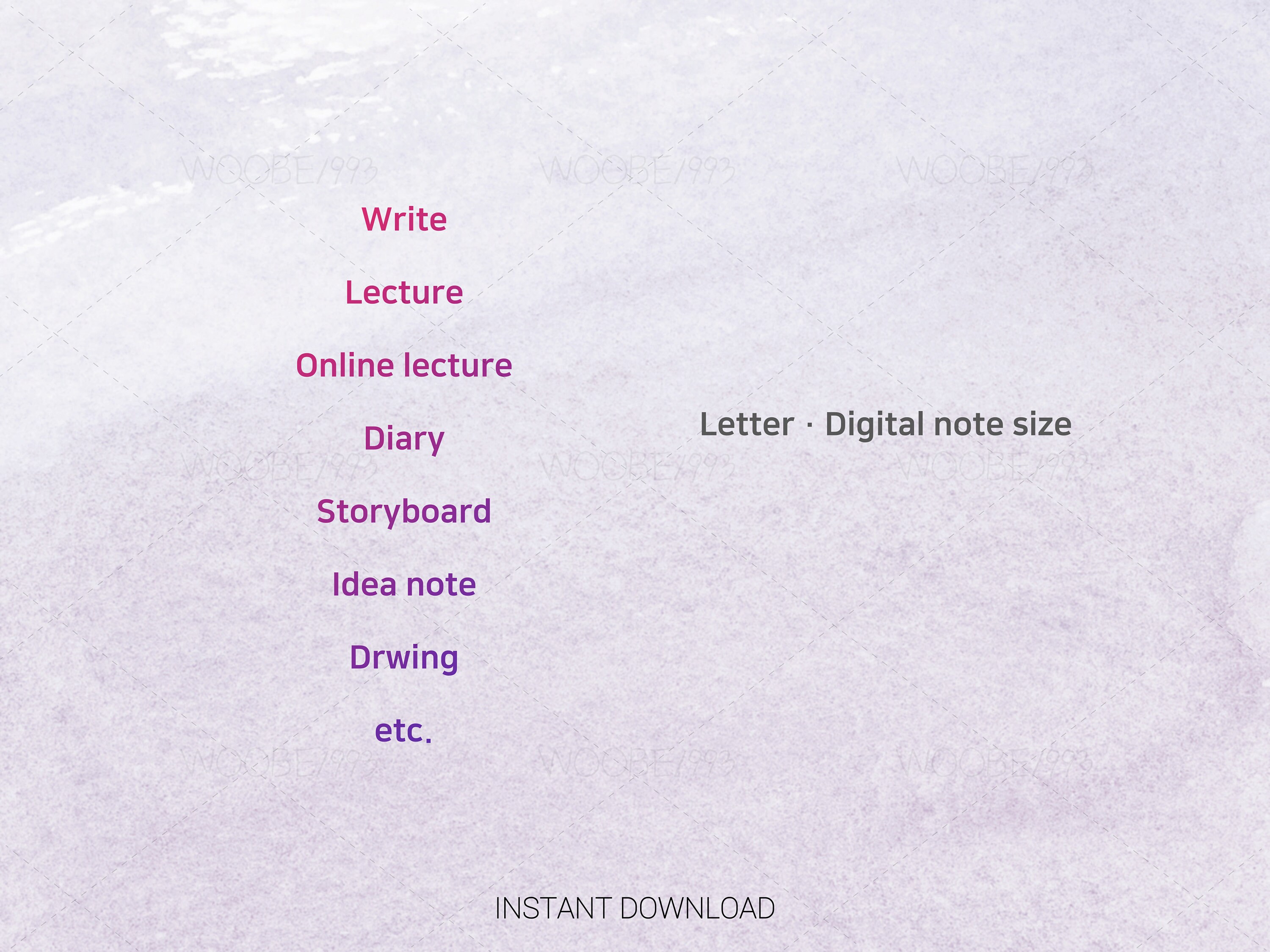 6 Box Line Note Digital / Printable / Various Design Notes / Diary ...