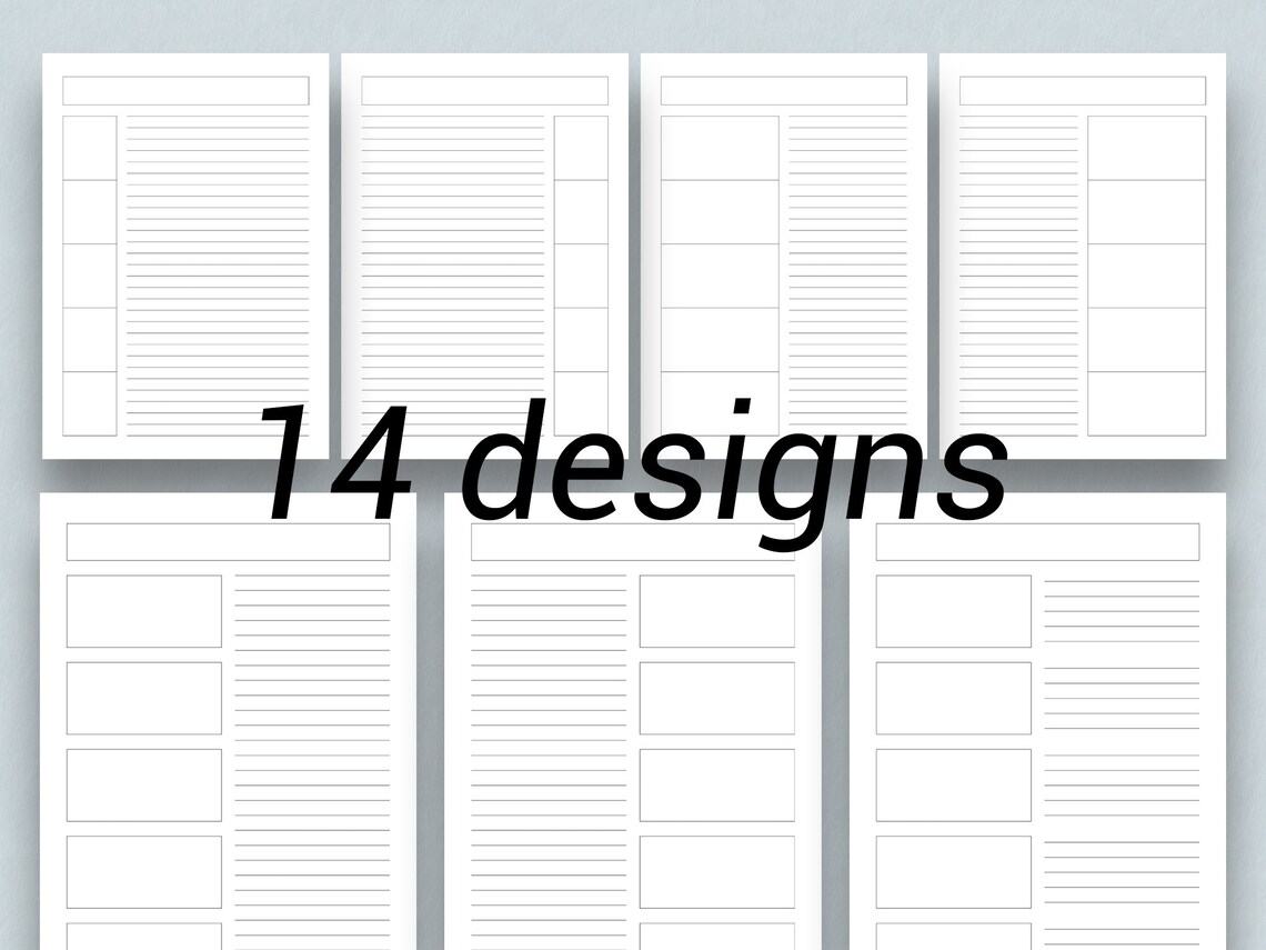 5 Box Line Note Digital / Printable / Various Design Notes / Diary ...