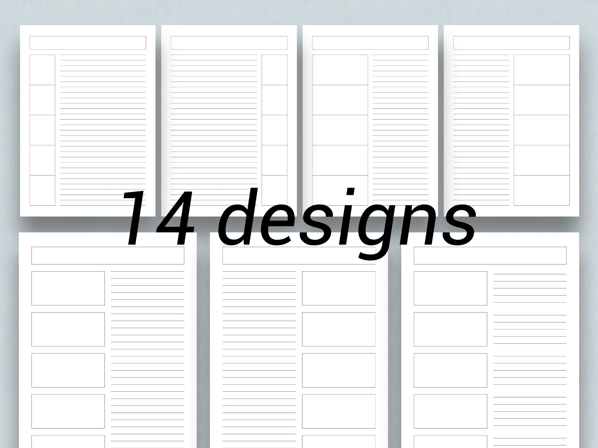 5 Box Line Note Digital / Printable / Various Design Notes / Diary ...