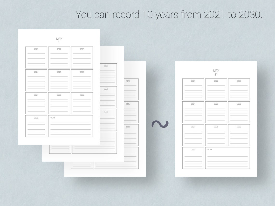 10 YEAR JOURNAL 2021-2030 Digital / Printable / Undated Journal ...