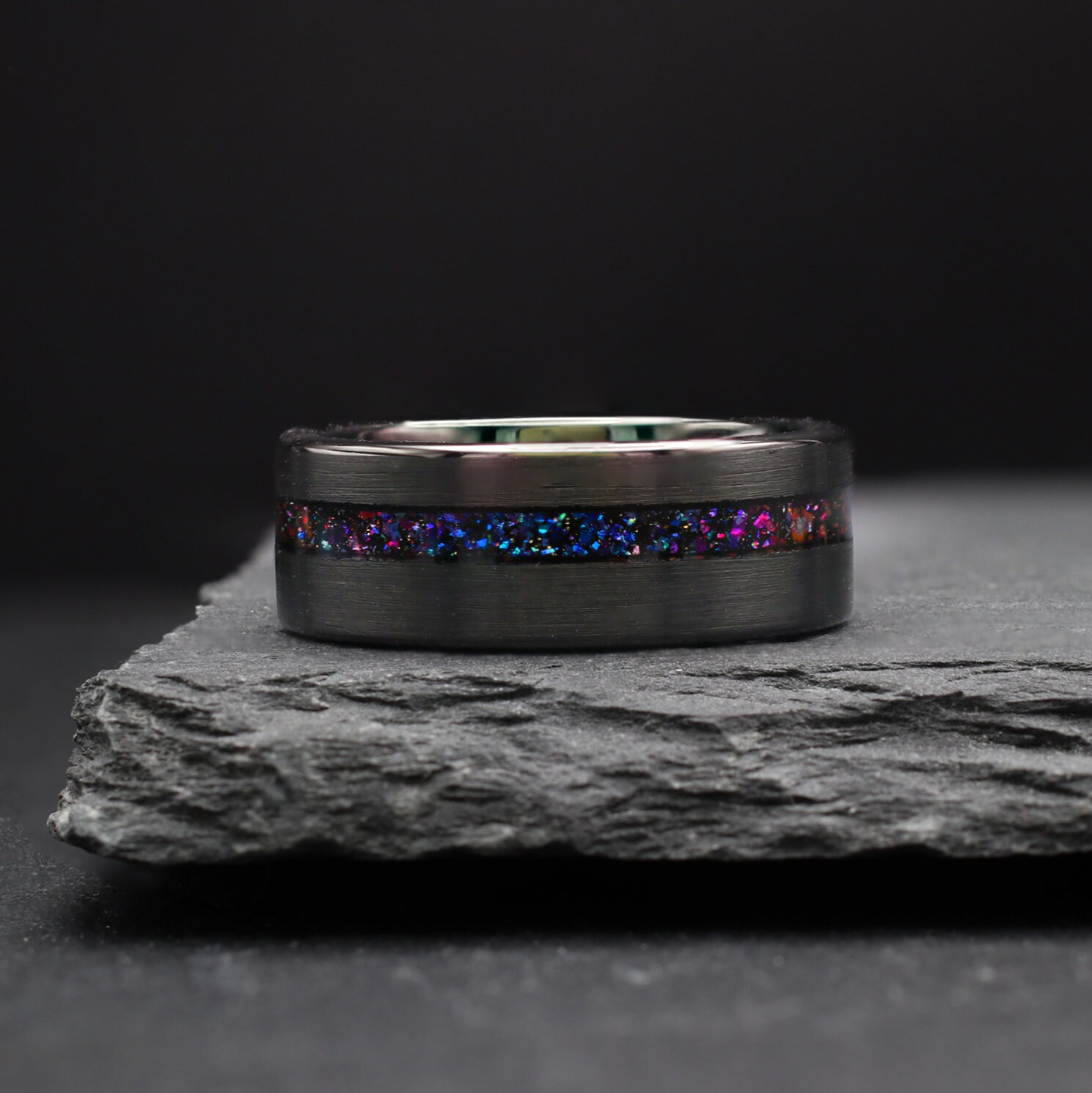 Orion Nebula Ring, Mens Galaxy Meteorite Wedding Band, Outer Space ...