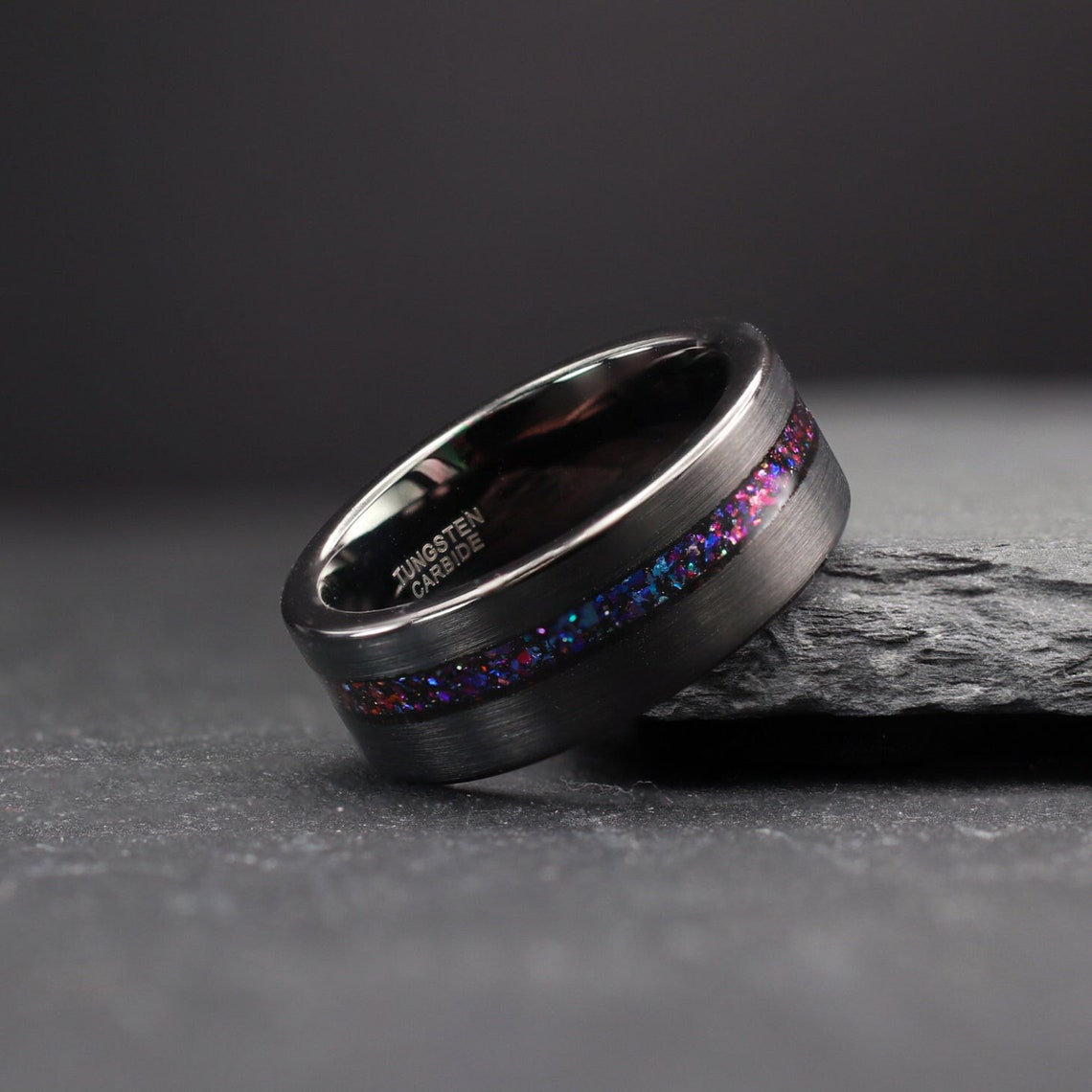 Orion Nebula Ring, Mens Galaxy Meteorite Wedding Band, Outer Space ...