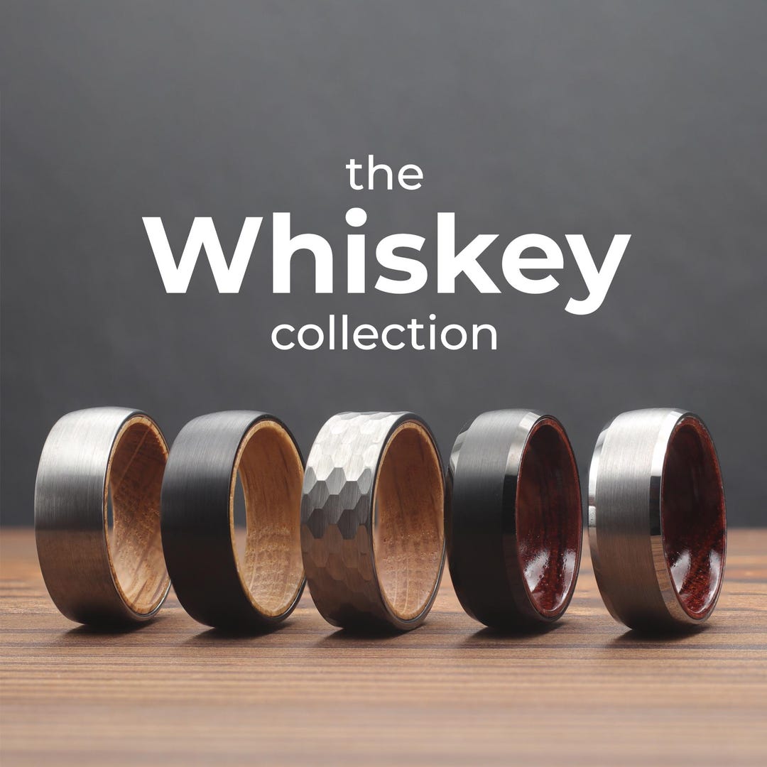 Black Whiskey Barrel Ring , Unique Mens Wedding Bands, Wood Wedding ...