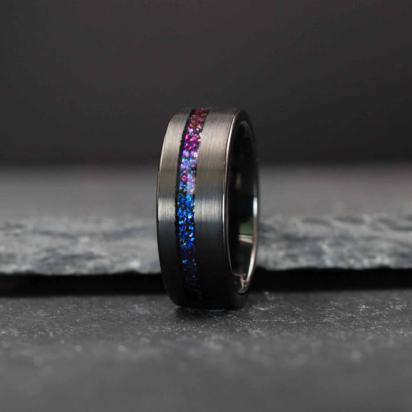 Orion Nebula Ring, Mens Galaxy Meteorite Wedding Band, Outer Space ...