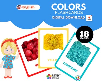 COLORS Bilingual Montessori Flashcards English // Spanish - Etsy