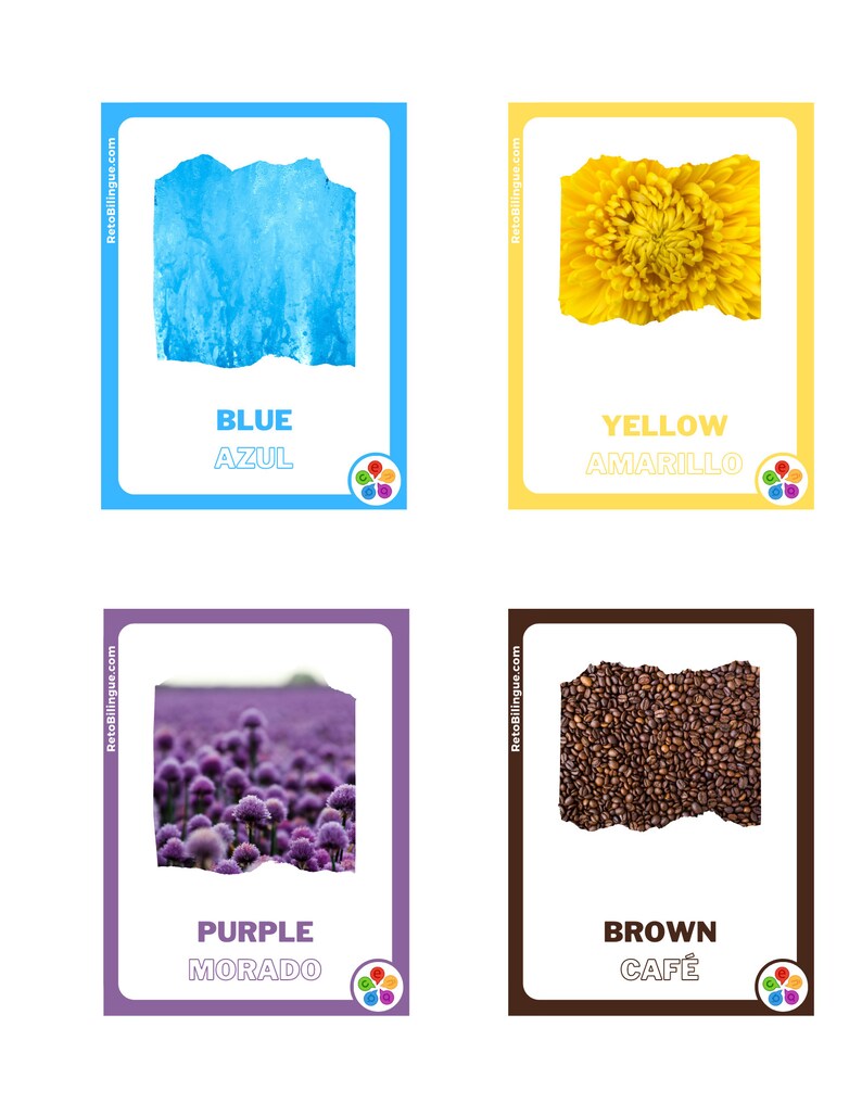COLORS Bilingual Montessori Flashcards English // Spanish - Etsy