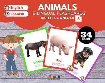 ALPHABET Bilingual Montessori Flashcards English // Spanish | Etsy