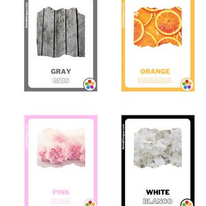 COLORS Bilingual Montessori Flashcards English // Spanish - Etsy