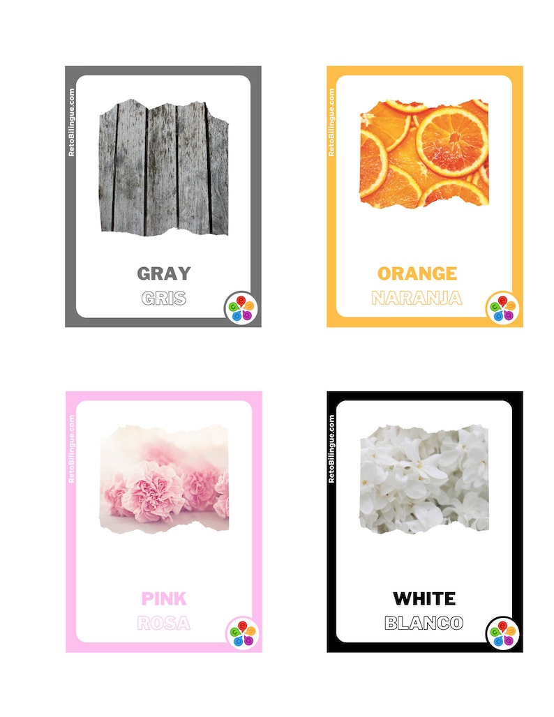 COLORS Bilingual Montessori Flashcards English // Spanish - Etsy