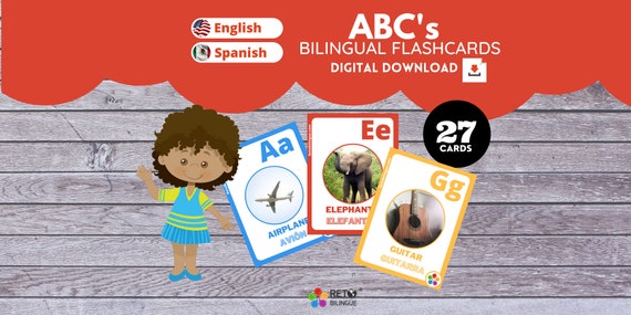 ALPHABET Bilingual Montessori Flashcards English // Spanish | Etsy
