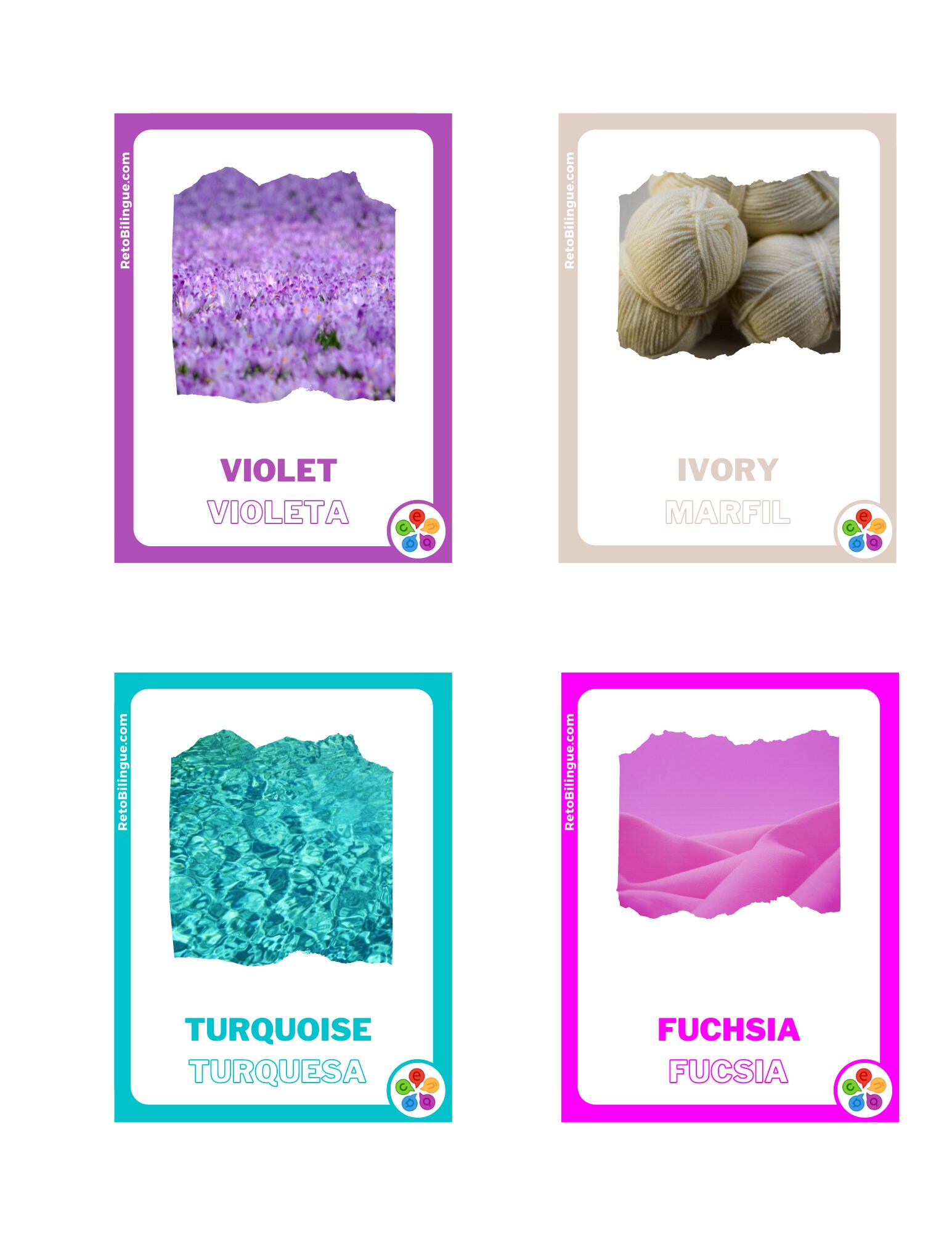 COLORS Bilingual Montessori Flashcards English // Spanish - Etsy