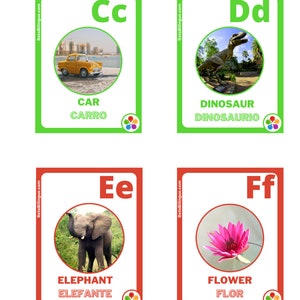 ALPHABET Bilingual Montessori Flashcards English // Spanish - Etsy