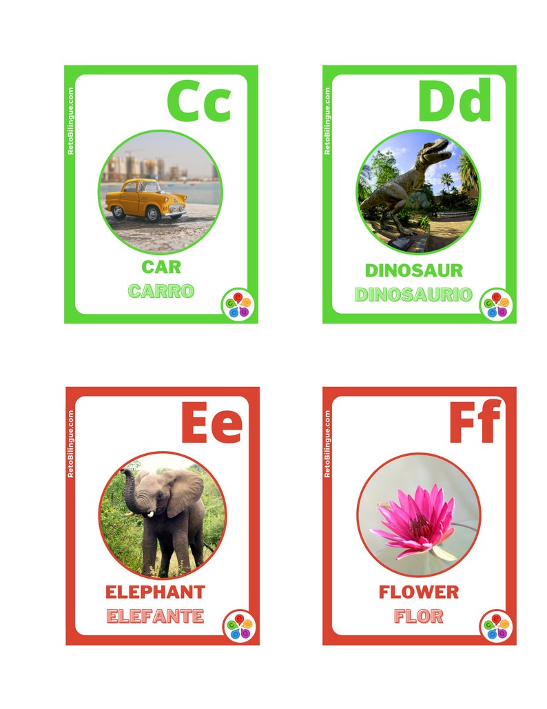 ALPHABET Bilingual Montessori Flashcards English // Spanish - Etsy