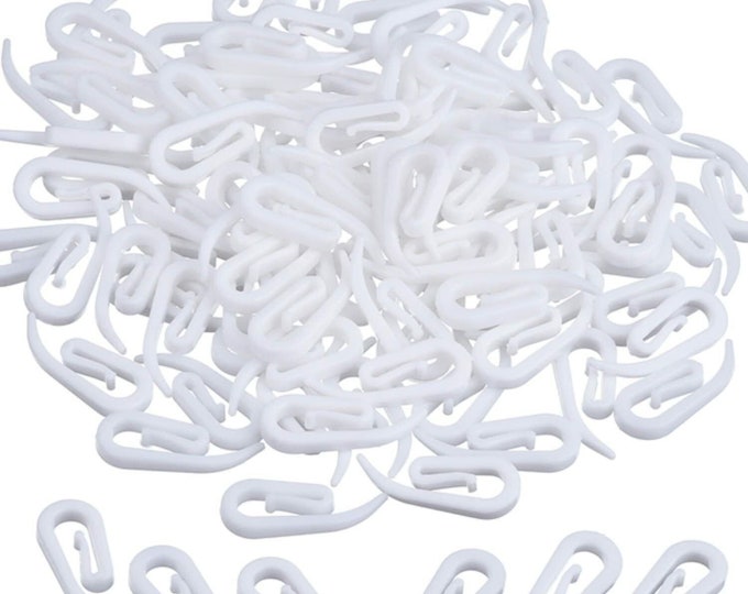 Curtain Hooks for Ring Header Tape White Plastic Nylon Hook UK STANDARD ...