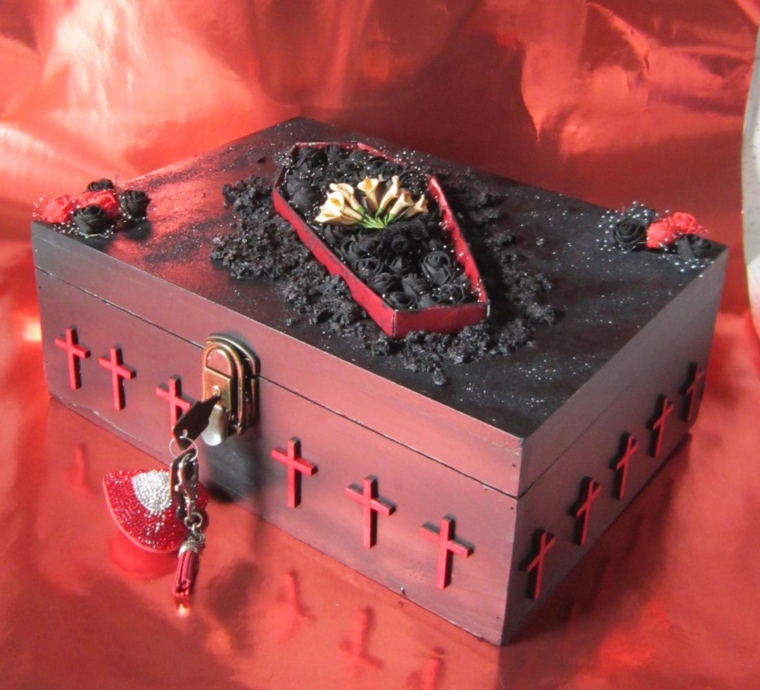 Large Lockable Gothic Storage With Stunning Red/black Flower and Coffin ...