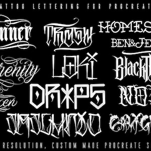 Procreate, Tattoo Lettering Vol.3 1000 Stamps & Brushes, Mega Bundle ...
