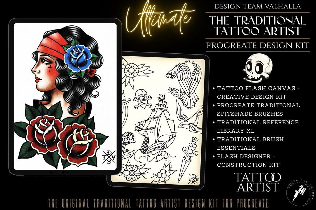 The Traditional Tattoo Artist Ultimate, Procreate Kit for Artists XXL ...