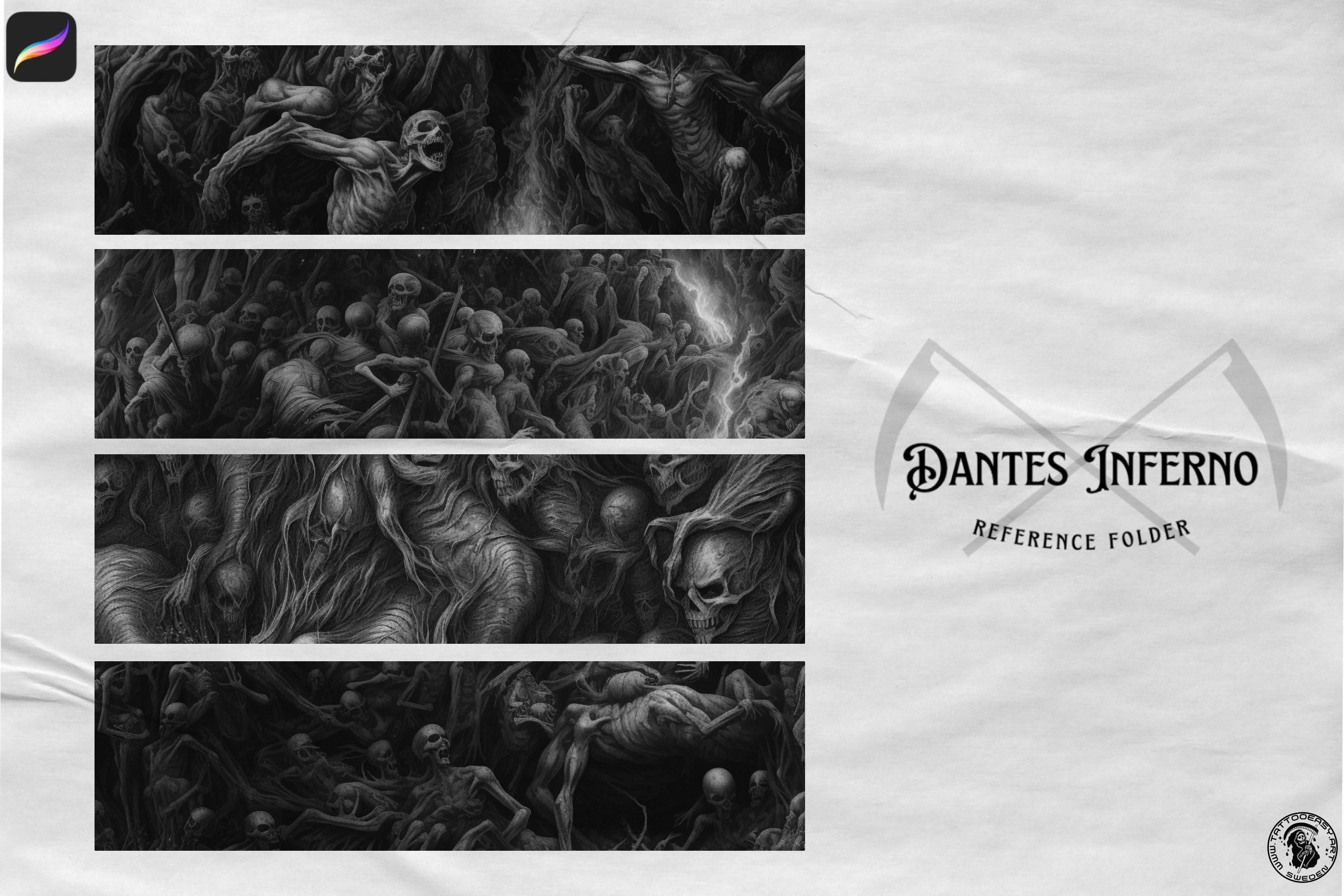 Procreate, Dantes Inferno & Skull templates - references and custom ...