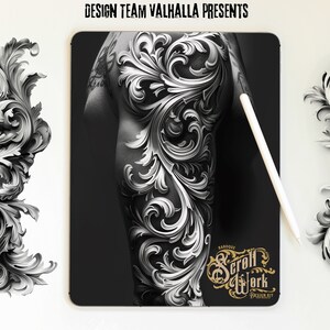 Baroque Scrollwork Design Kit: PNG & Procreate Stencils for Tattoos - Etsy