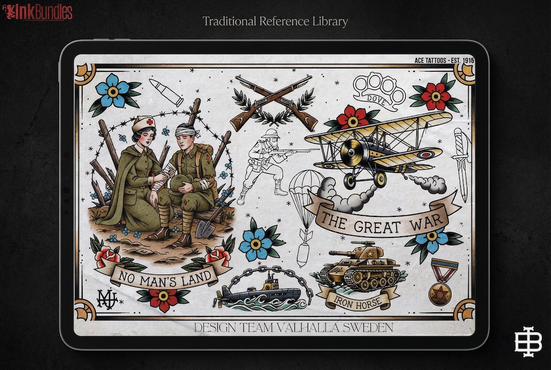 Tattoo Schablonen, 150+ designs, Procreate WW1 Art (Digitaler Download ...