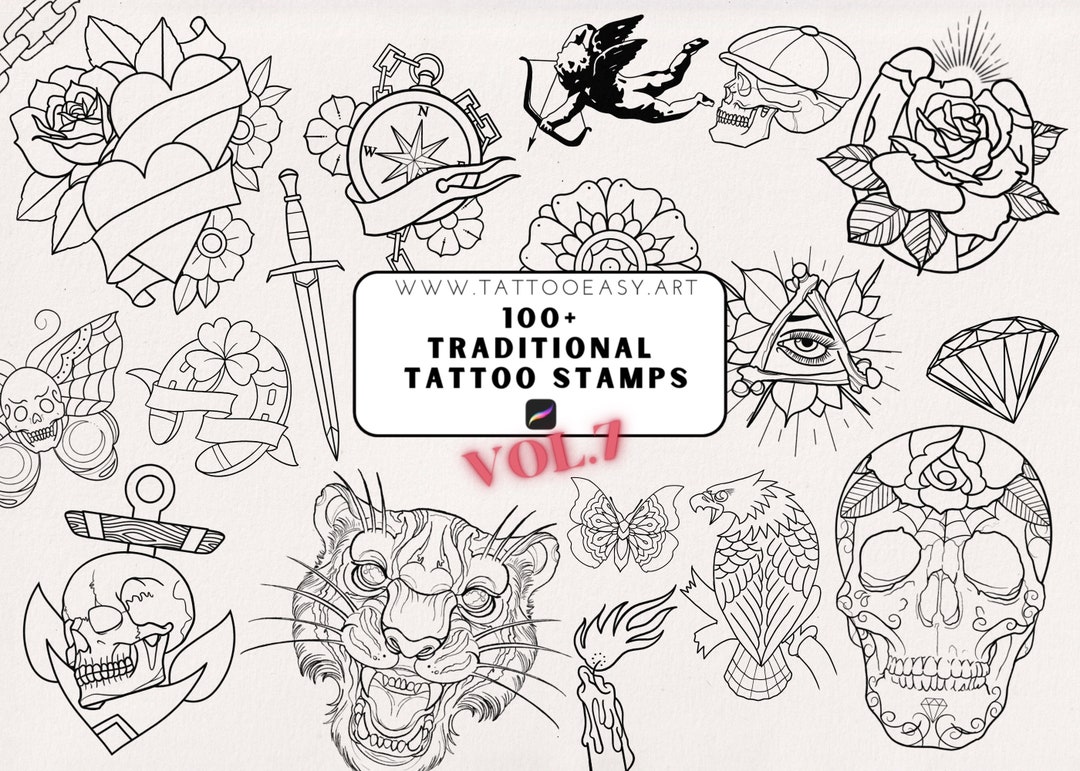 Traditional Vol.7, Hand Drawn Tattoo References, Coloring Projects ...