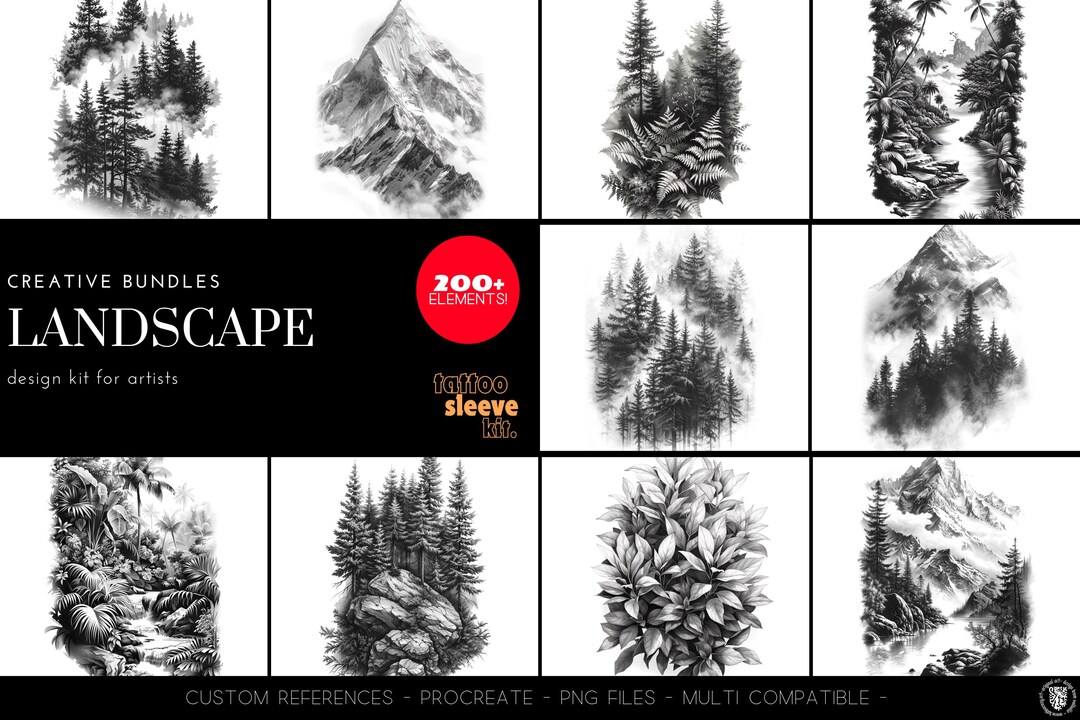 Procreate, Landscape Design Kit, Over 200 Custom Made References for ...