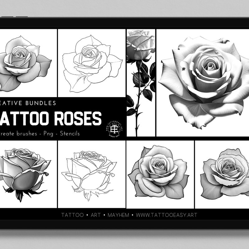 Rose Tattoo Design Stencils - Etsy