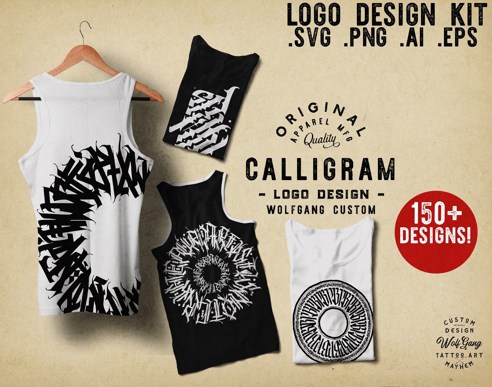 Svg Vector Png ~ Calligraphy ~ Calligram Logo Design Kit XL - Etsy