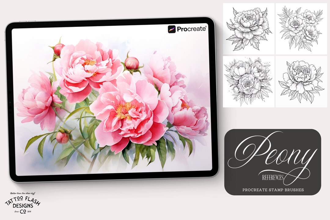 Drawing Peonies, Procreate Stamps Art Book - Etsy