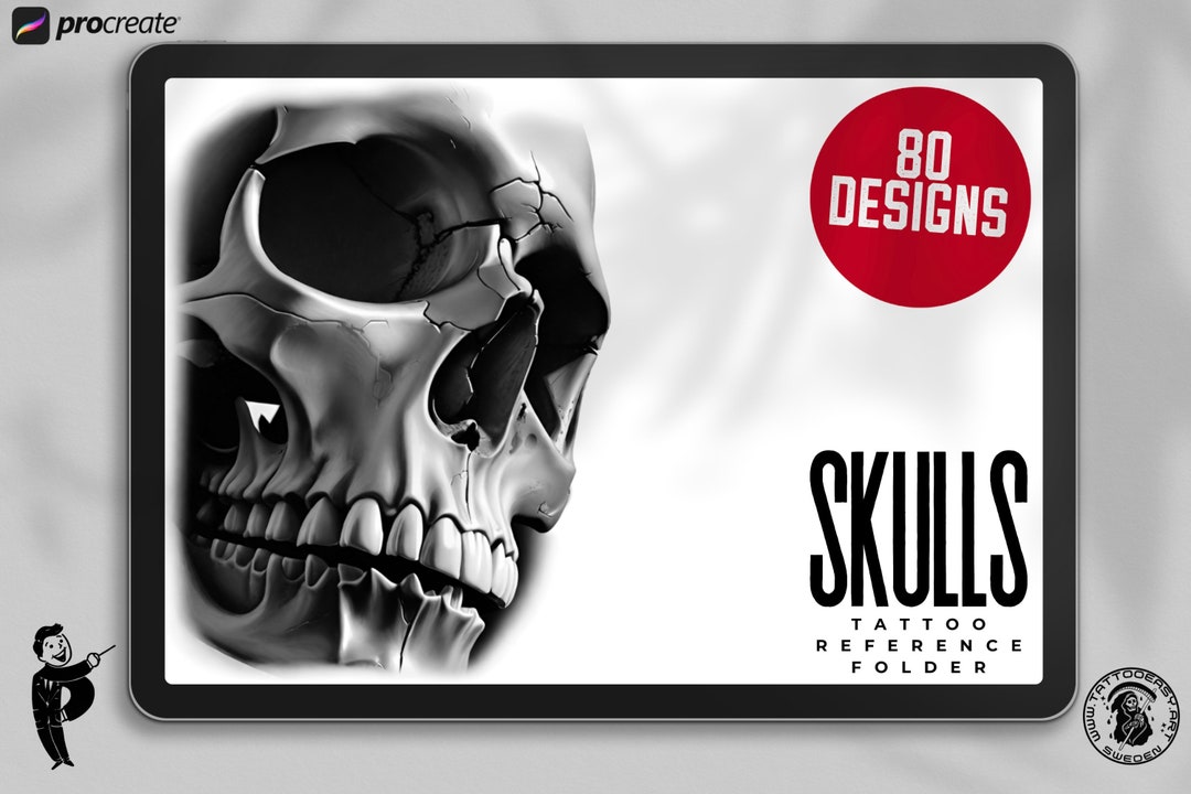 Procreate, Tattoo References / Tattoo Construction, 80 Skulls, Unique ...